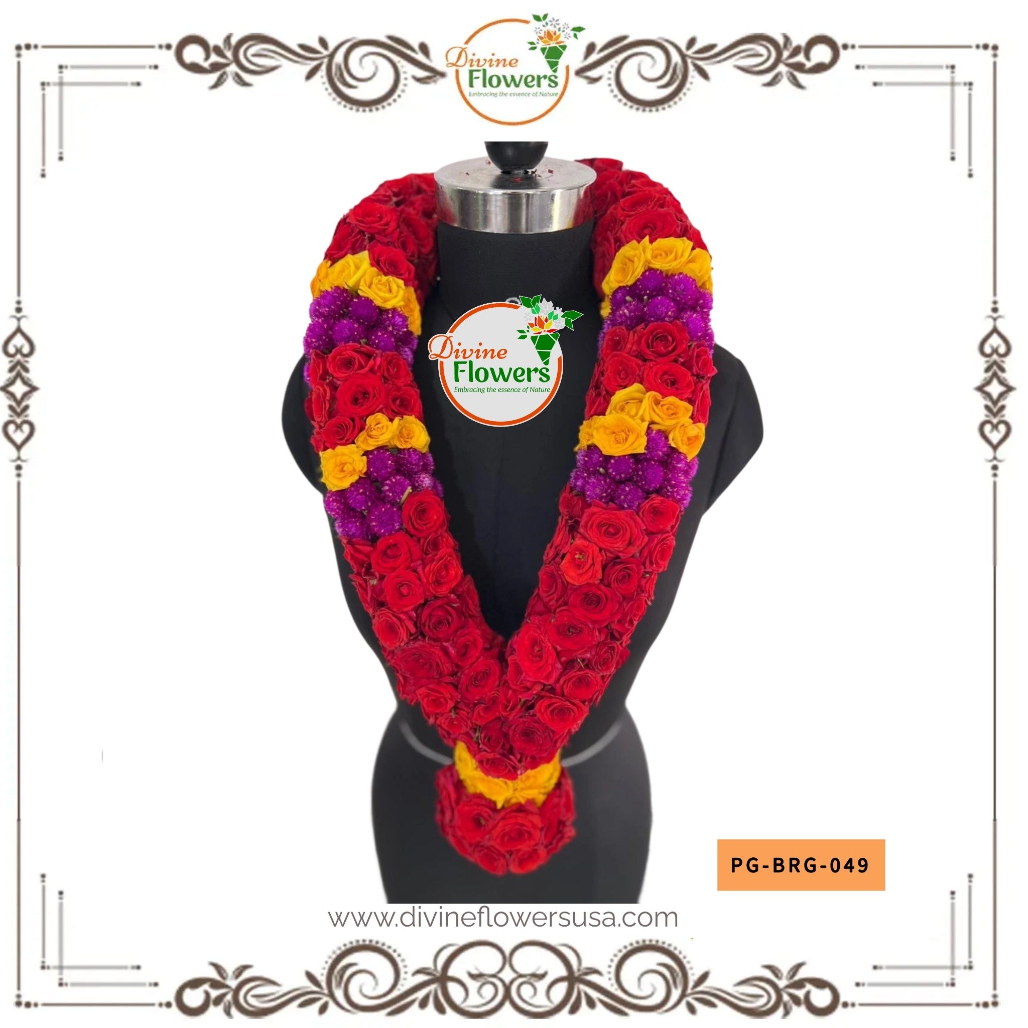 Elegant Button Rose Garlands | PG-BRG-044 | Buy Now – Divine Flowers